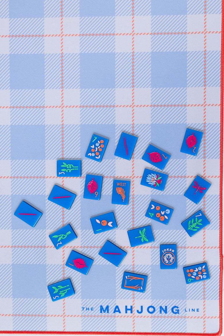 Blue Orange Pattern Game Mat paired Tiles– The Mahjong Line