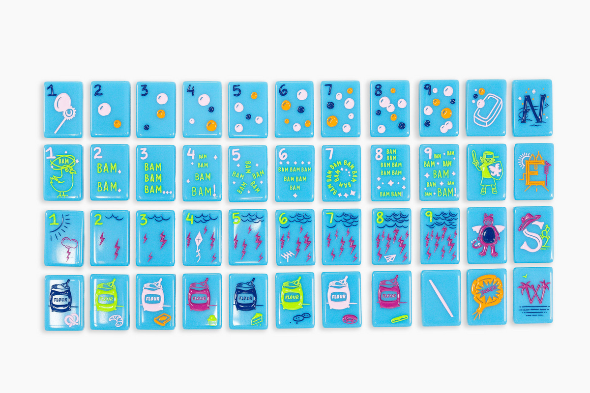 The Cheeky Line - Mahjong Tile Set - Electric Blue Limited Release ...