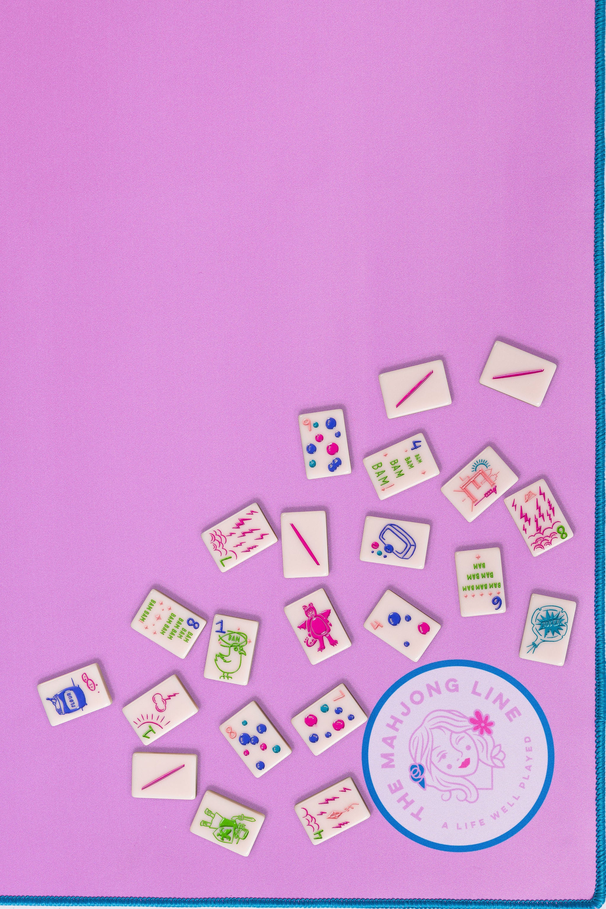Flamingo Pink game mat paired mahjong tiles– The Mahjong Line