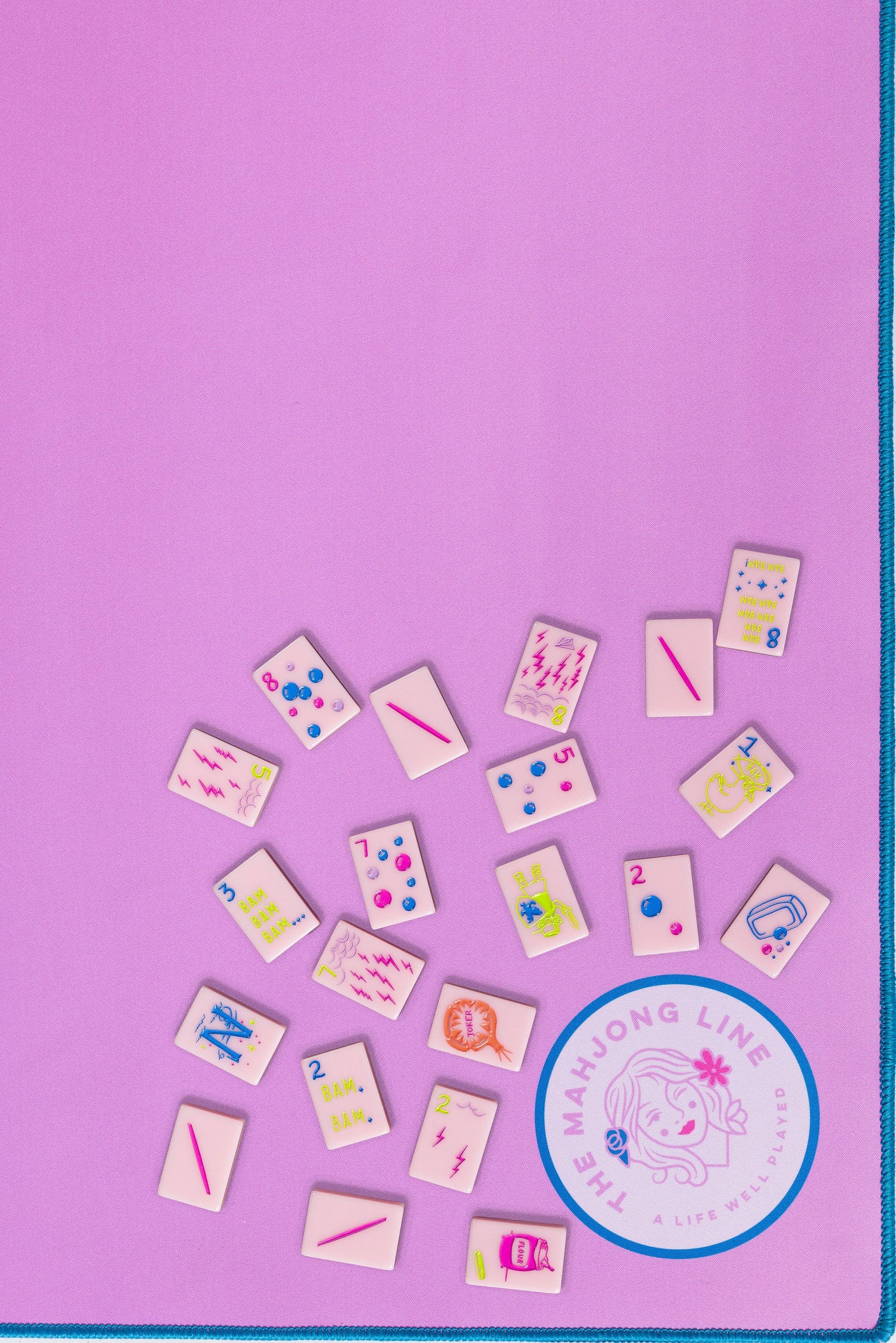 Flamingo Pink game mat paired mahjong tiles– The Mahjong Line