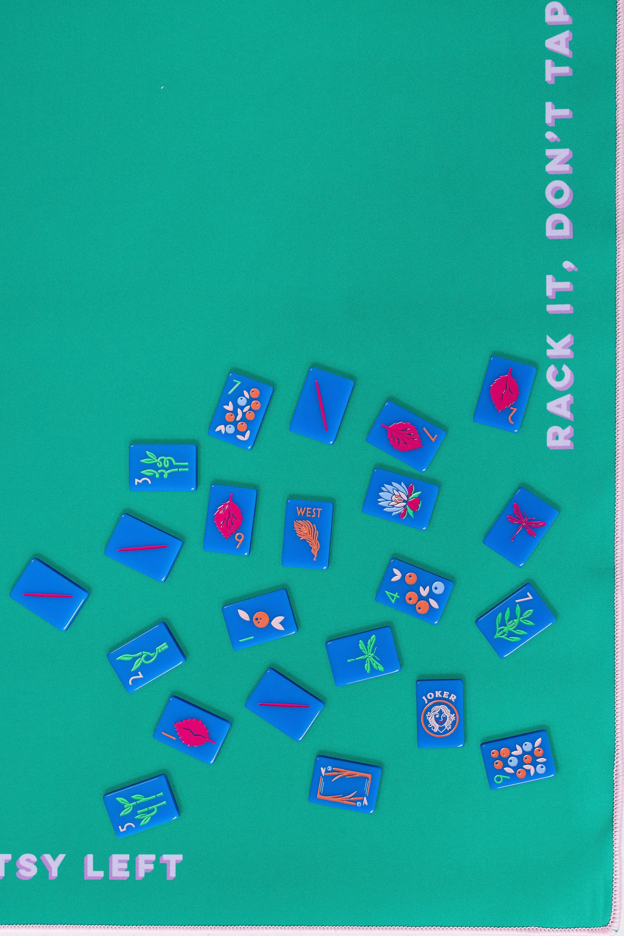 Jade green saying game mat paired mahjong tiles– The Mahjong Line
