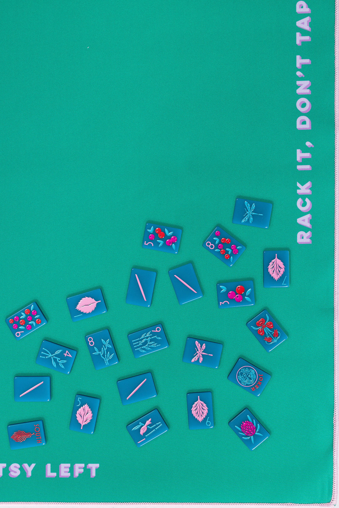 Jade green saying game mat paired mahjong tiles– The Mahjong Line