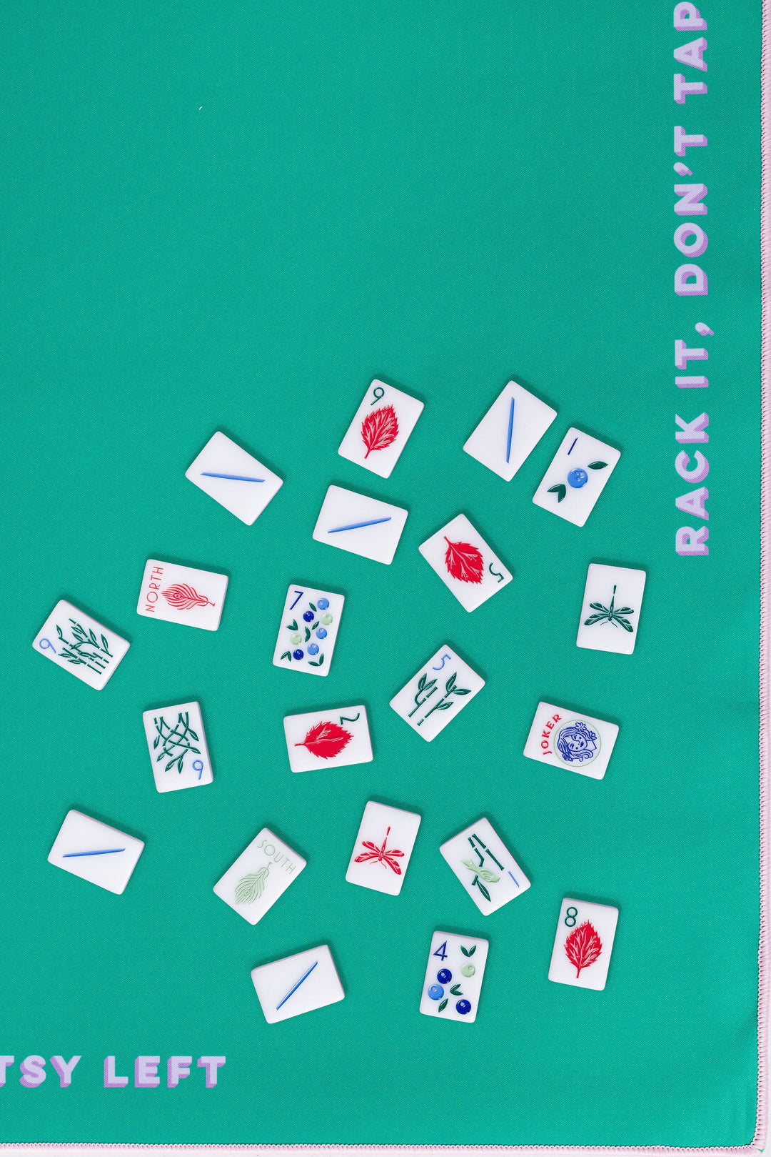 Jade green saying game mat paired mahjong tiles– The Mahjong Line