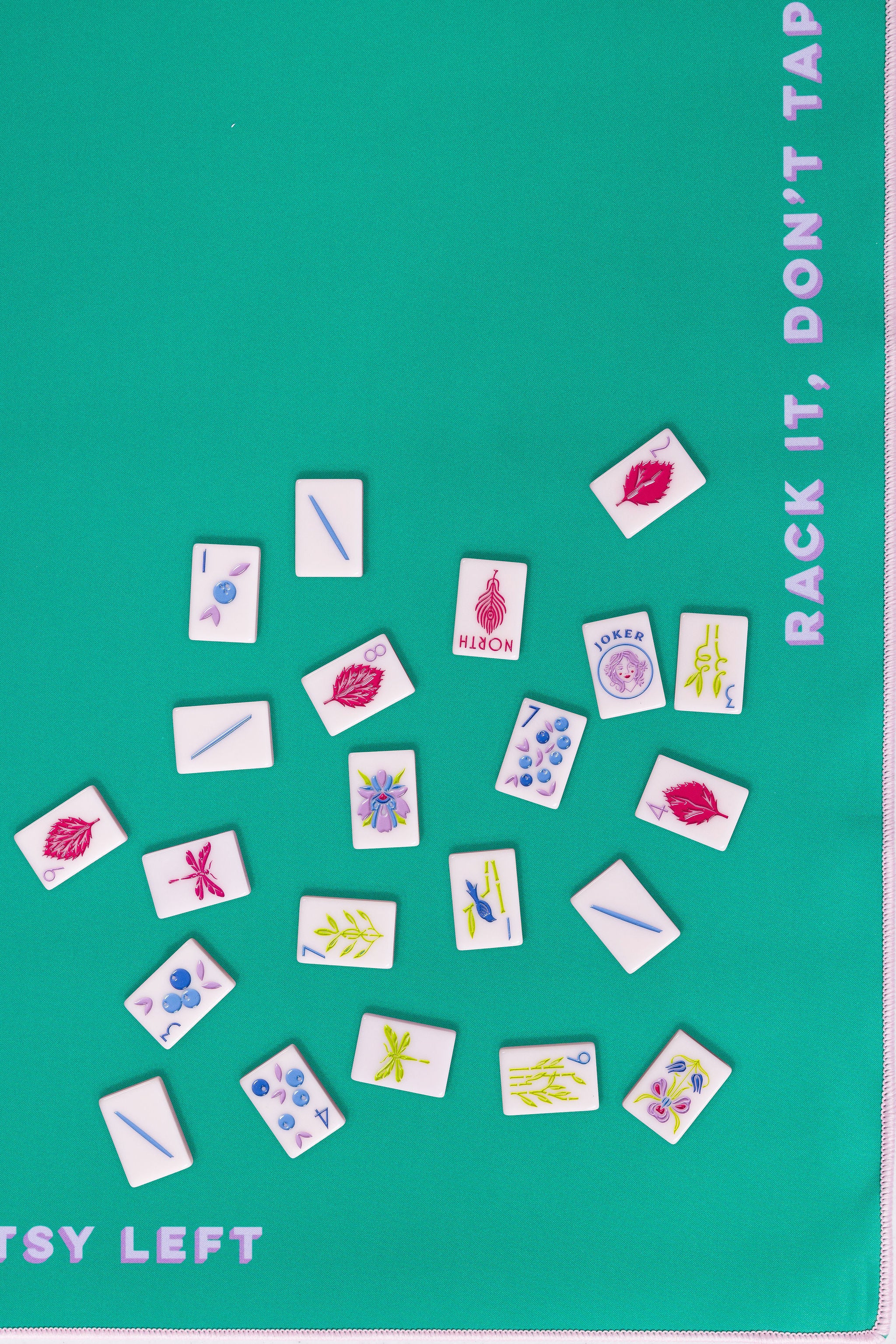 Jade green saying game mat paired mahjong tiles– The Mahjong Line