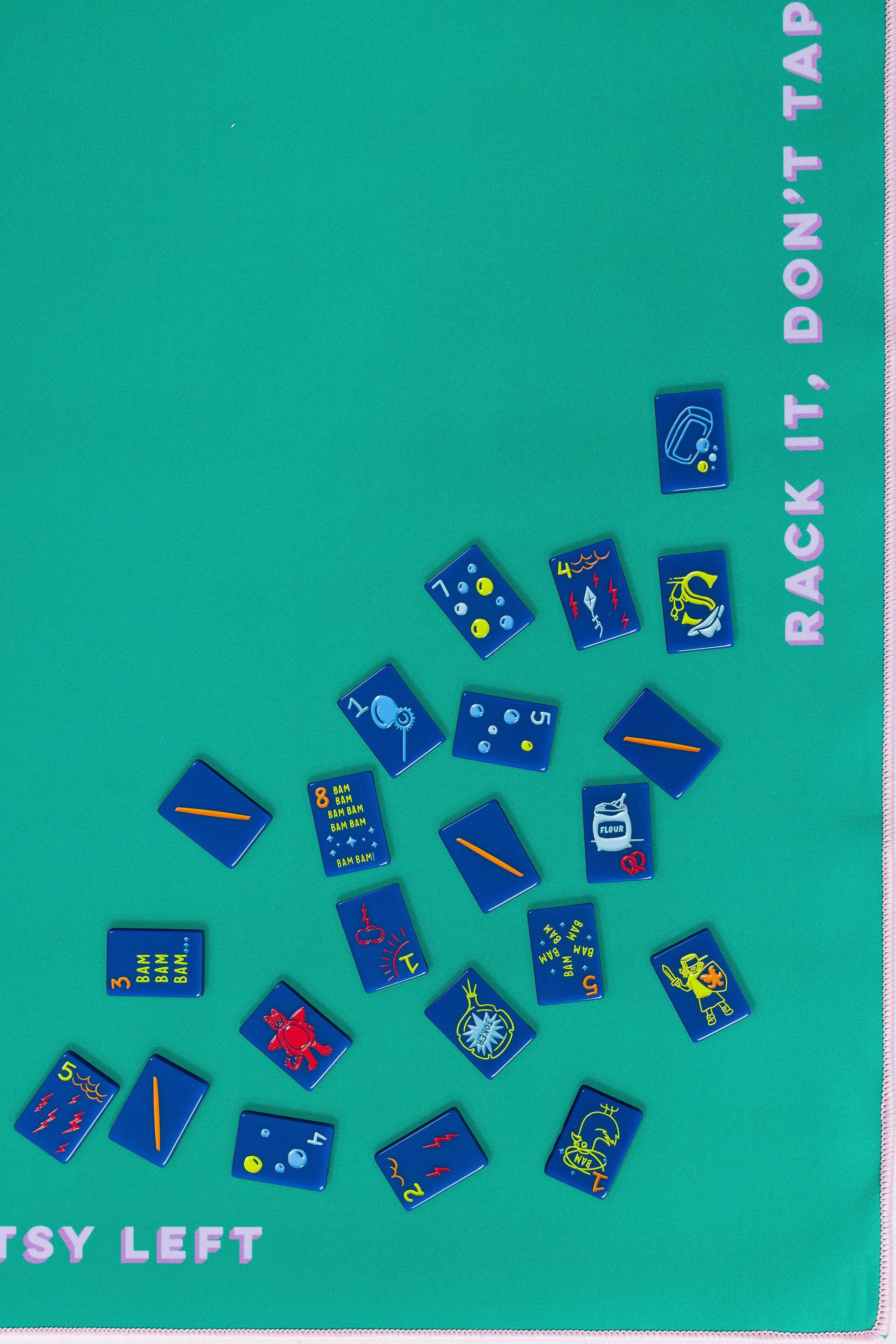 Jade green saying game mat paired mahjong tiles– The Mahjong Line