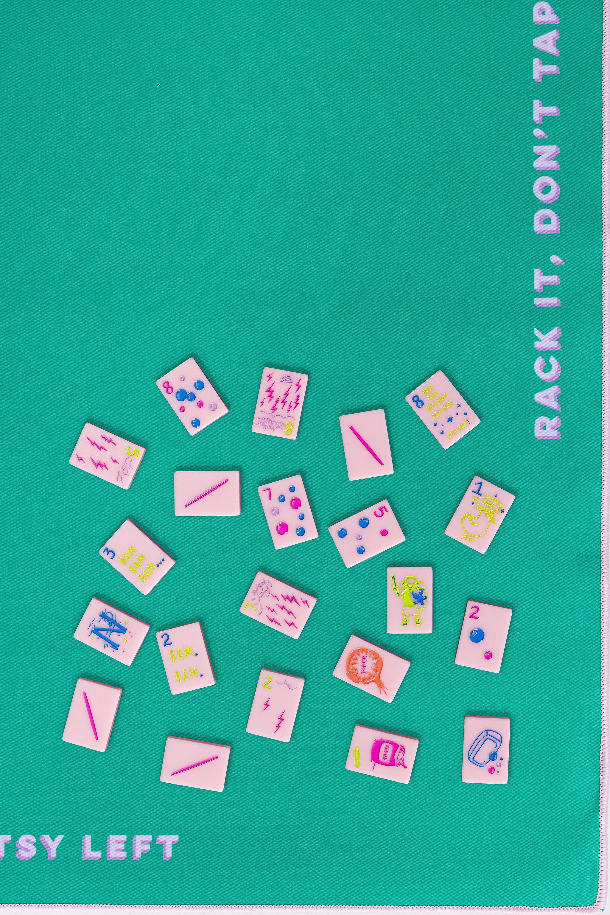 Jade green saying game mat paired mahjong tiles– The Mahjong Line