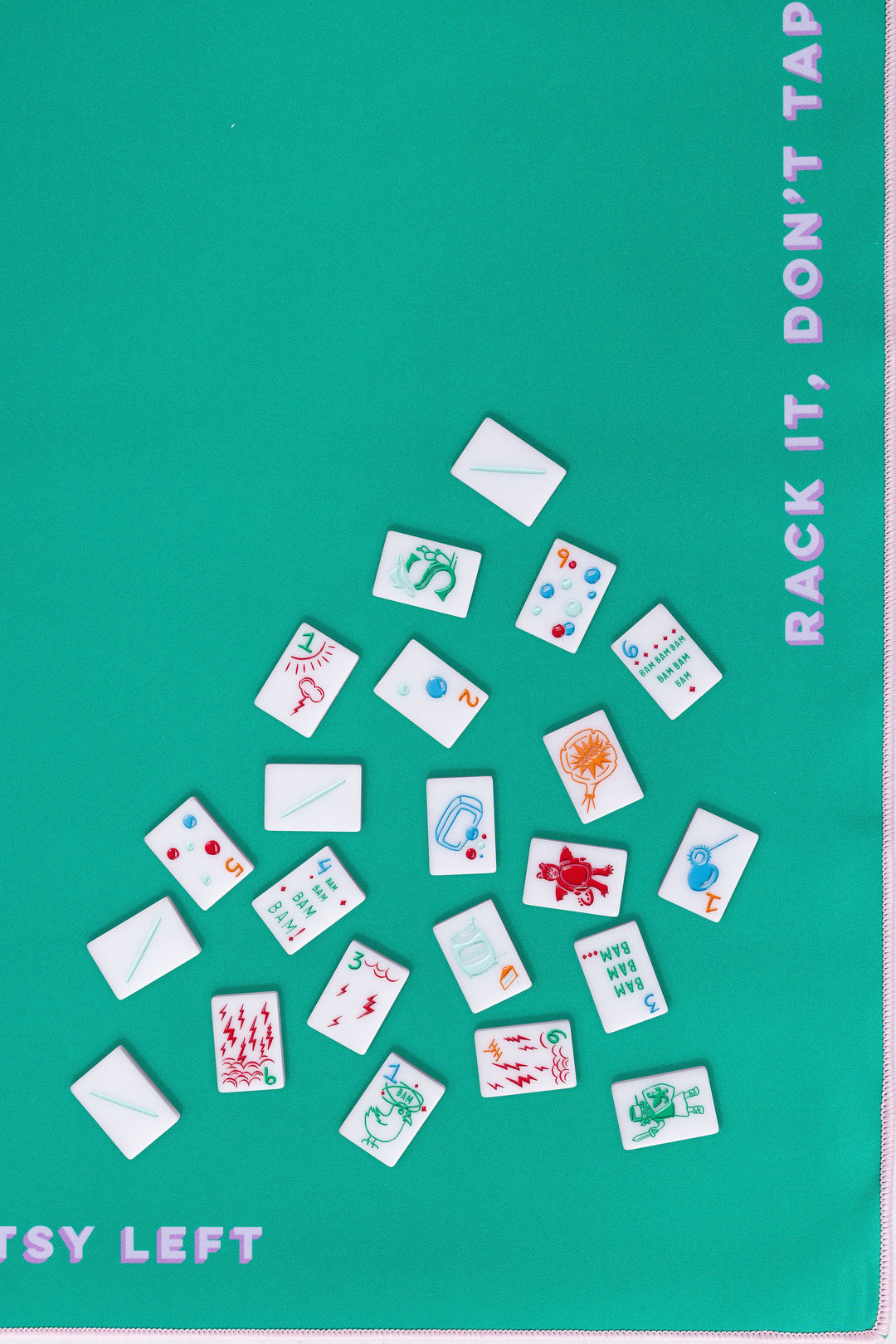 Jade green saying game mat paired mahjong tiles– The Mahjong Line