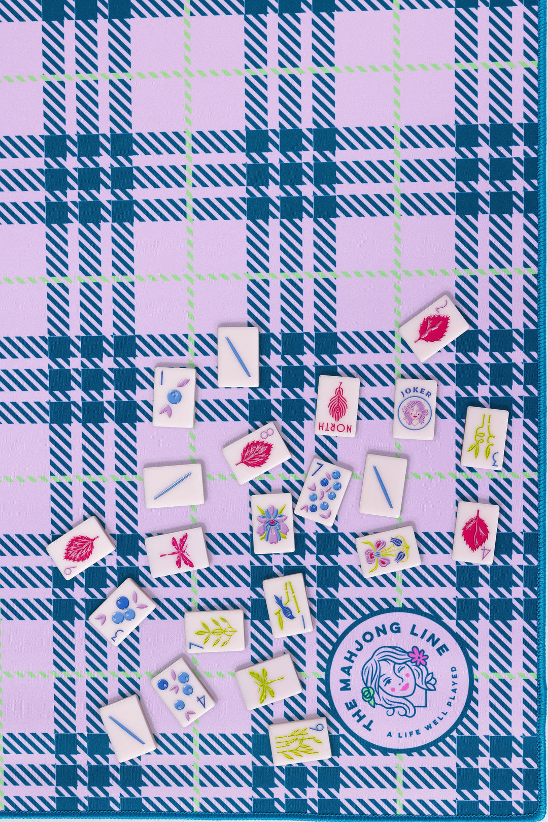 Pink & Green Pattern Game Mat paired Tiles– The Mahjong Line