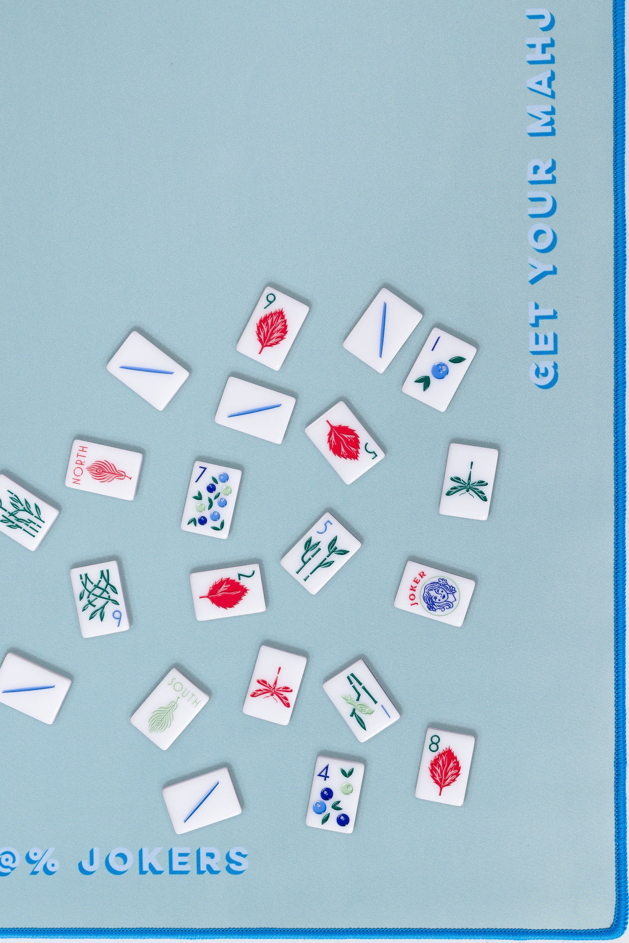 Sage green saying game mat paired mahjong tiles– The Mahjong Line