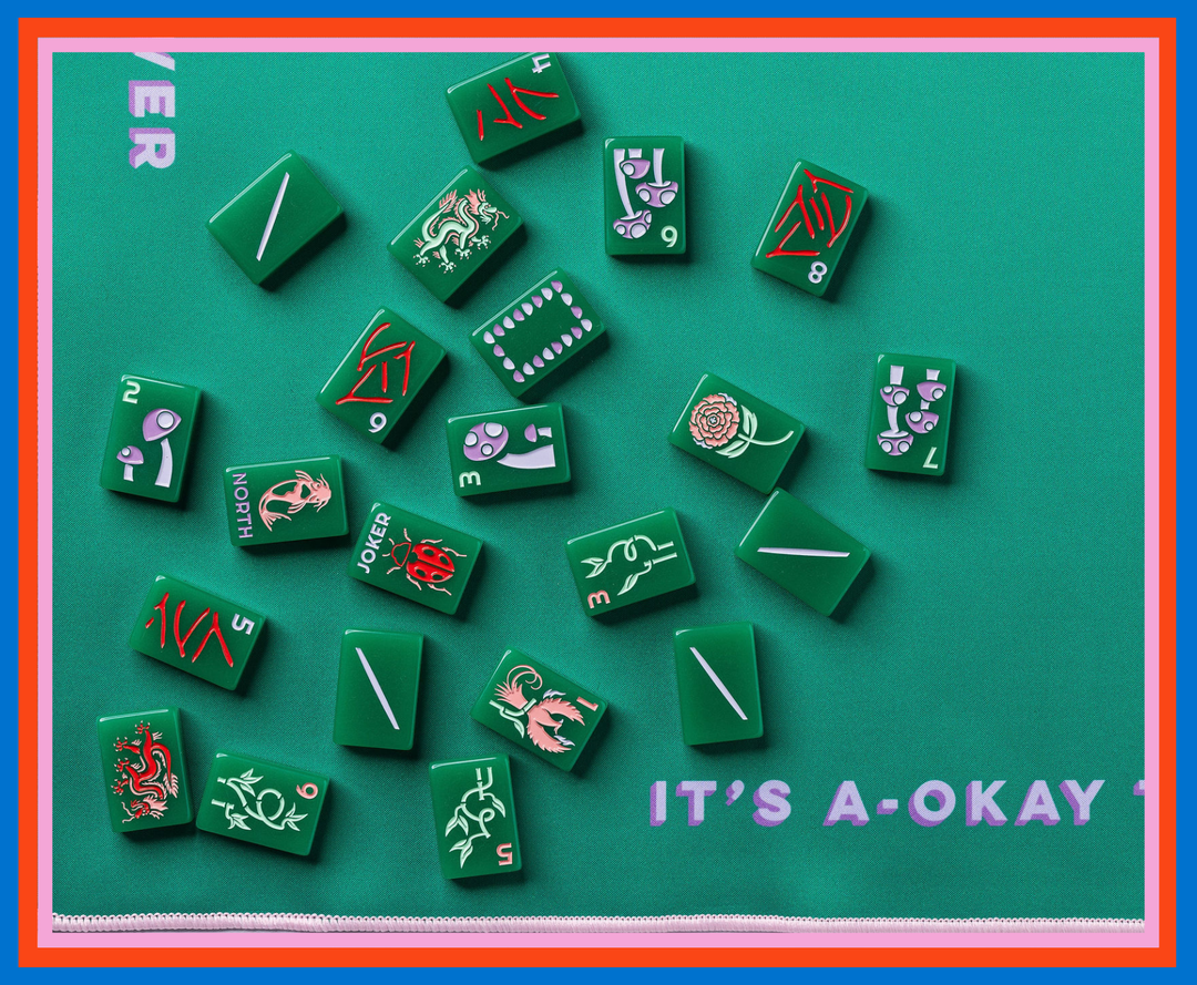 Jade green game mat paired mahjong tiles– The Mahjong Line