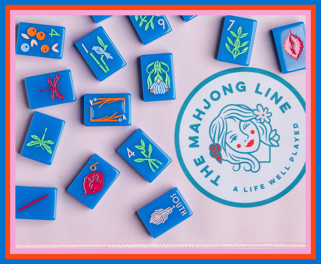 Pink game mat paired with mahjong tiles– The Mahjong Line