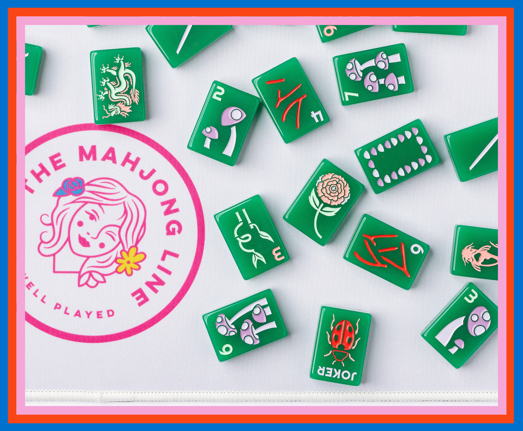 White game mat paired with mahjong tiles– The Mahjong Line